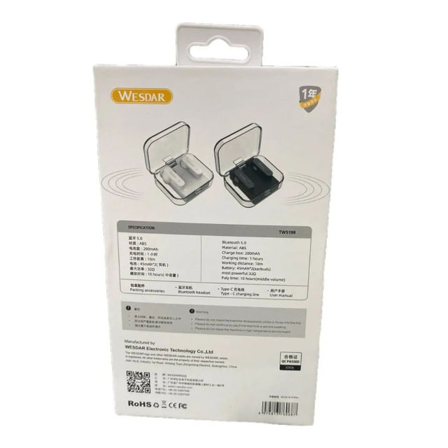 Audifono Bluetooth Wesdar Tws198 Blanco - Tienda Coomeva