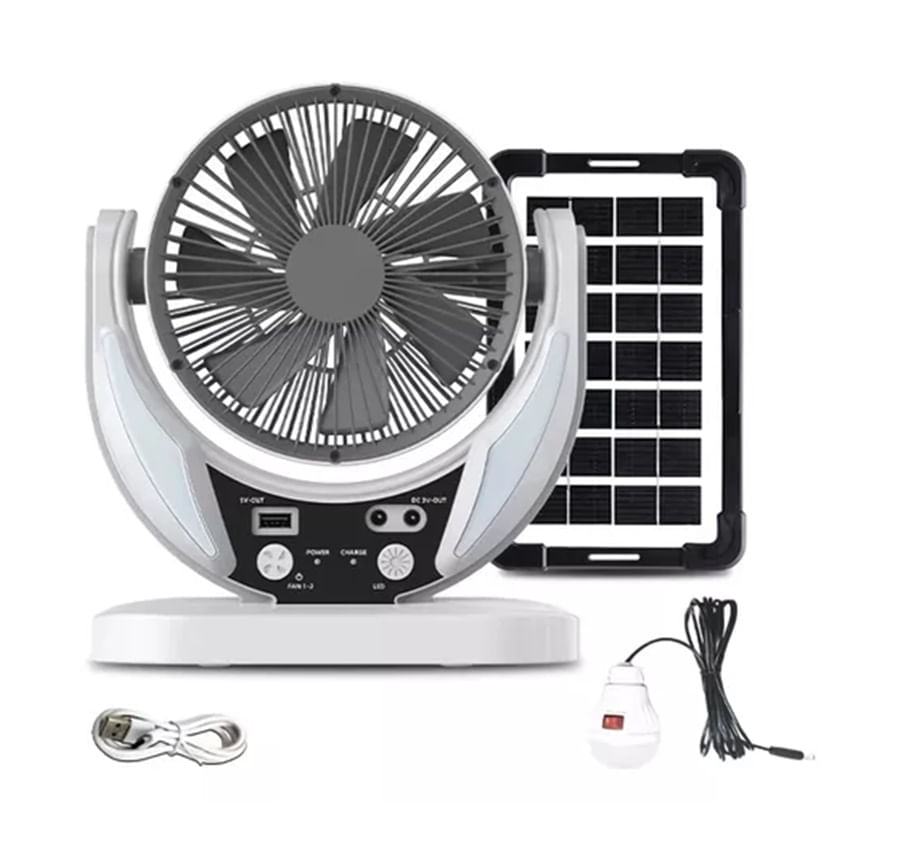 Ventilador Recargable Con Panel Solar 8025 - Tienda Coomeva