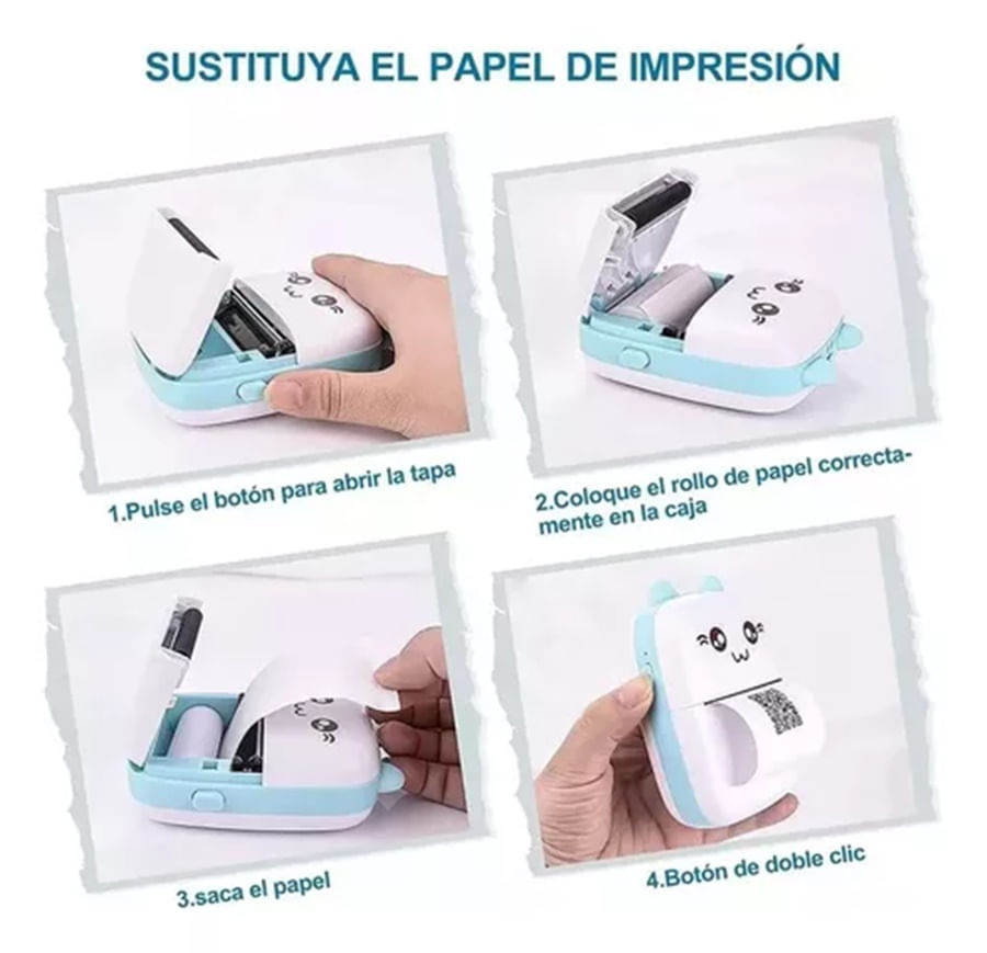 Mini Impresora Térmica Bluetooth Inalámbrica Portátil Azul - Tienda Coomeva