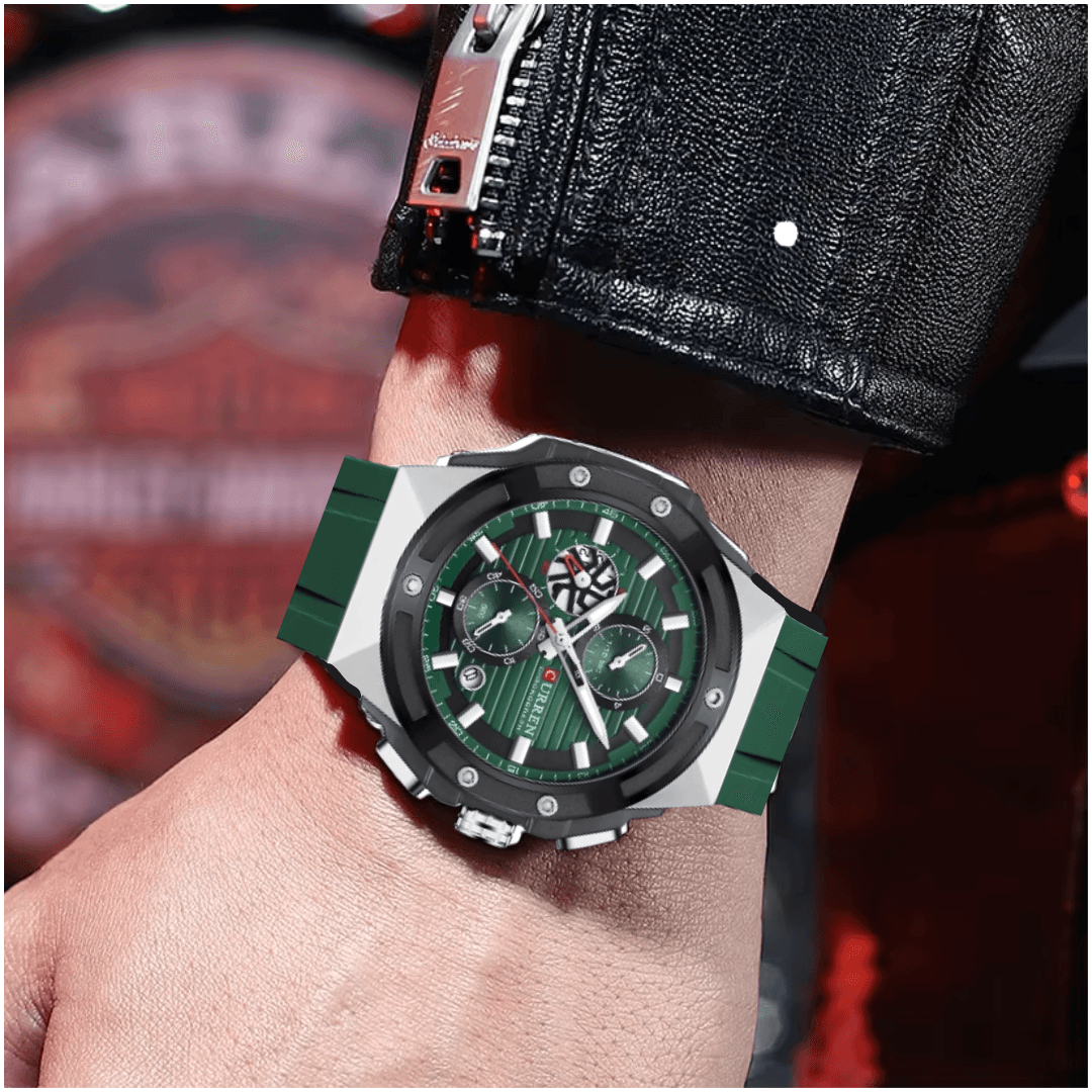 Reloj Curren 8462 Cronógrafo En Resina Para Hombre Verde - Tienda Coomeva